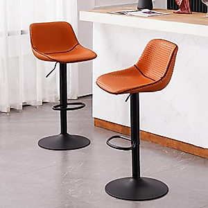 YOUNUOKE Bar Stools Set of 2 Modern Faux Leather Swivel Counter Height Barstools with Back Adjustable Tall Bar Stool Chairs for Kitchen Islands