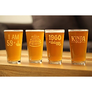 59 + 1 Middle Finger - 16 oz Pint Glass for Beer - Funny 60th Birthday Gifts for Men and Women Turning 60