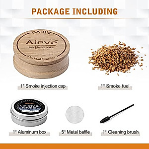 AIEVE Cocktail Smoker Kit, Drink Smoker Thicken Chimney Whiskey Smoker Old Fashioned Kit Infuser Glass Topper Bourbon Smoker with Cherry Wood Chip, Distinctive Gift for Whiskey Lovers