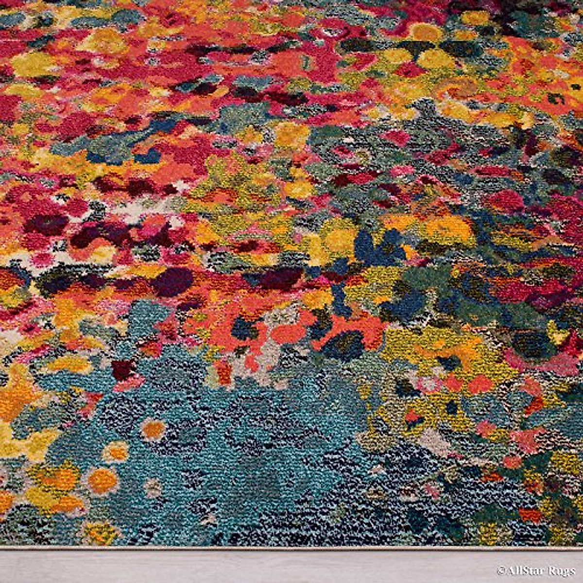 Allstar Multi Color High-Density Soft Geometric Abstract Splatter Designed Area Rug (5' 0" x 7' 0")
