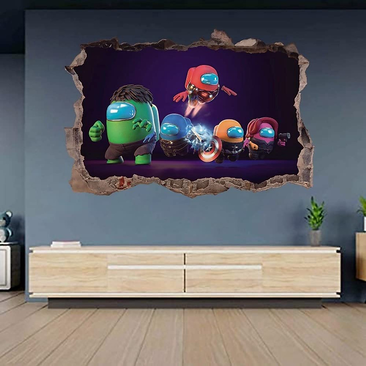 Among US Wall Stickers Game Cartoon Wall Decor PVC for Kids Bedroom Boys 15.4X22.6 inch