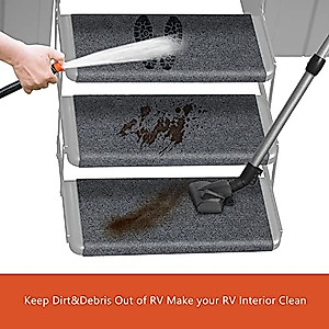 Brrxiur RV Step Covers 22" Wide Camper Step Covers for Radius Steps 3 Pack RV Step Rug with Snap Fasteners