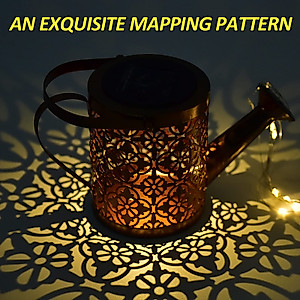 WWahuayuan 7.9Inch Watering Can Lights Solar Powered, Garden Solar Lantern Waterproof, Outdoor Hanging Lamp with Light String for Lawn Patio Yard Pathway Decor