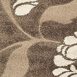 SAFAVIEH Florida Shag Collection 5'3" x 7'6" Smoke / Beige SG459 Floral Non-Shedding Living Room Bedroom Dining Room Entryway Plush 1.2-inch Thick Area Rug