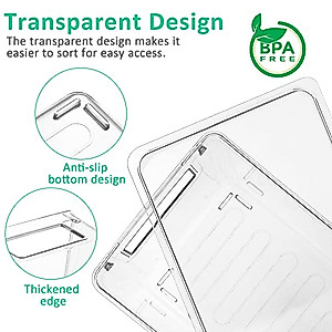KAMOTA Plastic Storage Organizer Basket Bin with Handles and Lids for Bathroom, Pantry, Kitchen Cabinet, Fridge, Closet, Bedroom, Office and Home Organization - 8 pack - Clear