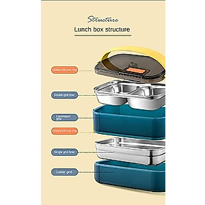 KAYNO Bento Boxes for Adults, 304 Stainless Steel Bento Lunch Box, Modern 2Layer Insulated Bento Box, 2 Compartment Leakproof Lunch Container Portable Food Storage Containers for Women Men