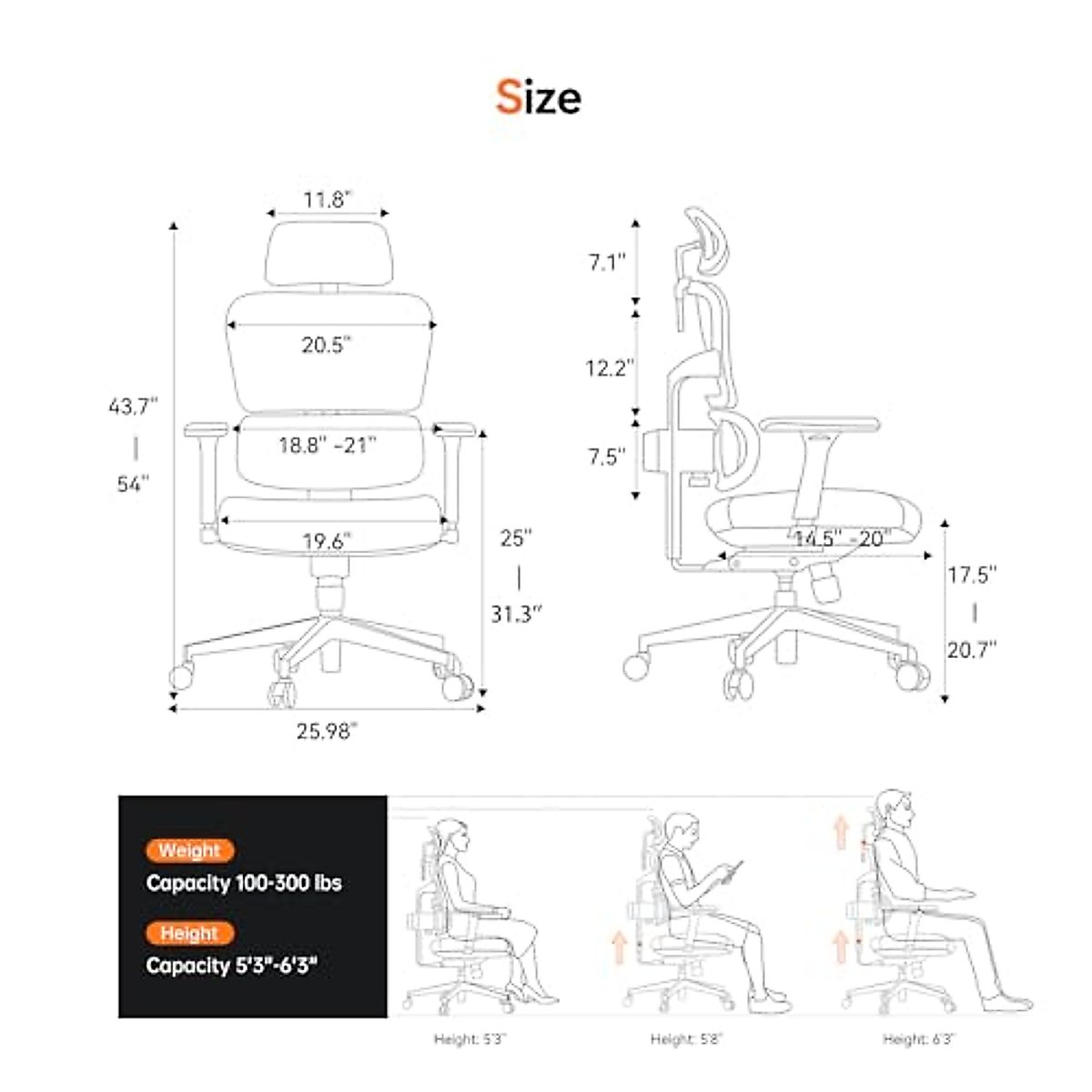 Newtral Ergonomic Desk Chair with Fully Adaptive Lumbar Support - Home and Ofiice Chair for Back Pain with 4D Armrest, Adjustable Headrest, Mesh Back, Tilt Lock, Computer Task Chair