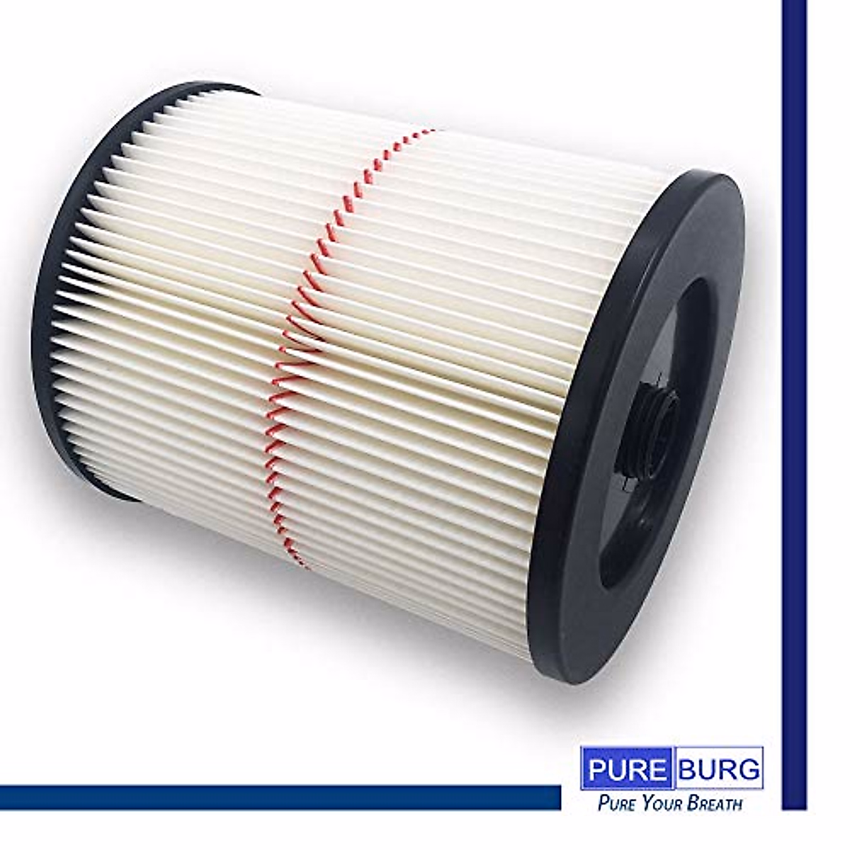 PUREBURG 17816 Replacement Red-Stripe Filter Compatible with Craftsman 5/6/8/12/16/32 Gallon Large Wet Dry Shop Vacs Replace Part# 9-17816/17816, 1-Pack