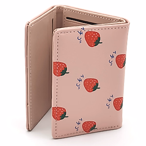 VEELAM Small Trifold Cute Kawaii Strawberry Wallet for Women Girls(Pink)