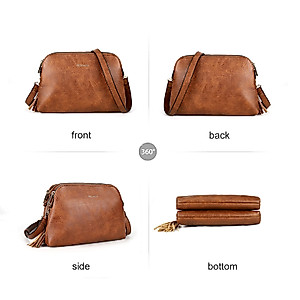 Crossbody Bags for Women Small Saddle Purses and Boho Cross body Handbags,Vegan Leather, Caramel Brown