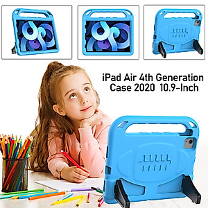 LTROP Case for iPad Air 5th/4th Generation(2022/2020), iPad Pro 11 Case 2022/2021/2020/2018, Built-in Screen Protector, Shockproof Handle Stand Kids Case for iPad Air 5/4 10.9” and iPad Pro 11”, Blue