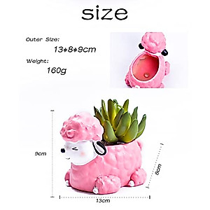 Cute Poodle Puppy Flower Pot with Drainer Garden Flower Pot Resin Succulent Potted Bonsai Plant Stand Home Desk Mini Ornaments Balcony Gardening Flower Pot Does Not Contain Plants