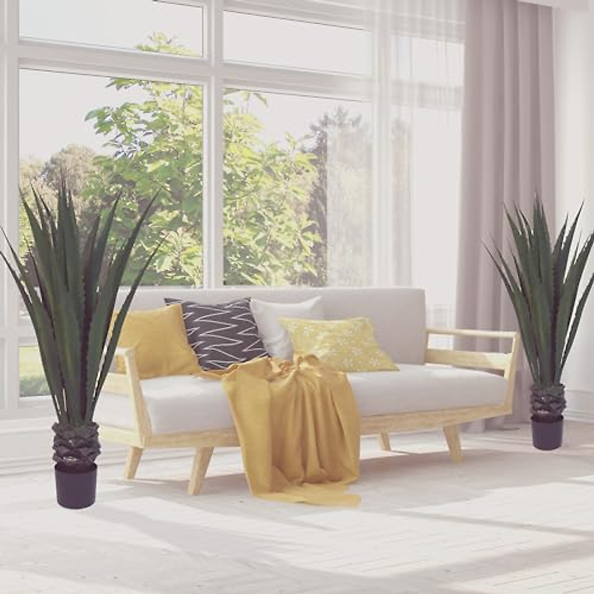 Pure Garden Giant Agave Fake Plant - 52-Inch Faux Succulent with Pot - Artificial Trees Blend Southwestern Style with Modern Home Decor