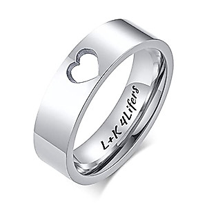 MZZJ Set of 3 Best Friend Ring Band Moon Sun Star Ring Personalized Friendship Ring Minimalist 6MM Black Stainless Steel Heart Shape Cut out Flat Stackable Knuckle Ring Wedding Band,Bridesmaid Gift