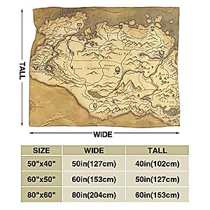 Makegeld Skyrim Worn Parchment Map Ultra-Soft Micro Fleece Blanket 60"" x50