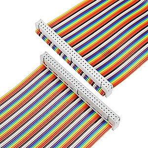 uxcell IDC 64 Pins Wire Flat Multicolored Flexible Rainbow Ribbon Jumper Cable 30cm 2.54mm Pitch,1pcs