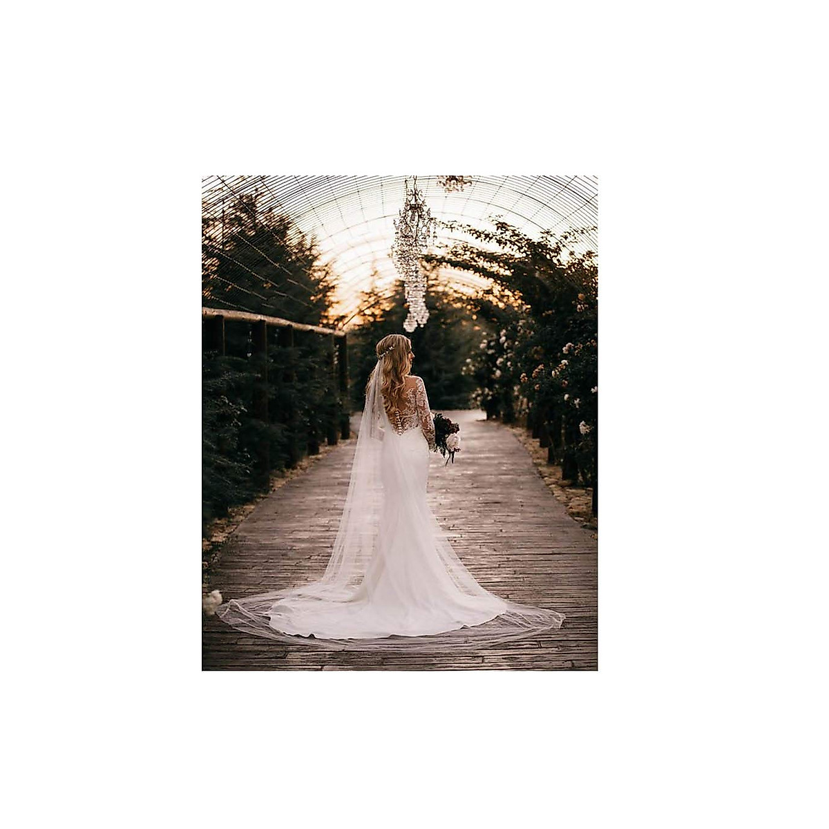 Olbye Women’s Wedding Veil 108 Inch Cathedral Veil Single Tier 1T Long Veils for Brides Soft Sheer Ivory Veil (Light Ivory)