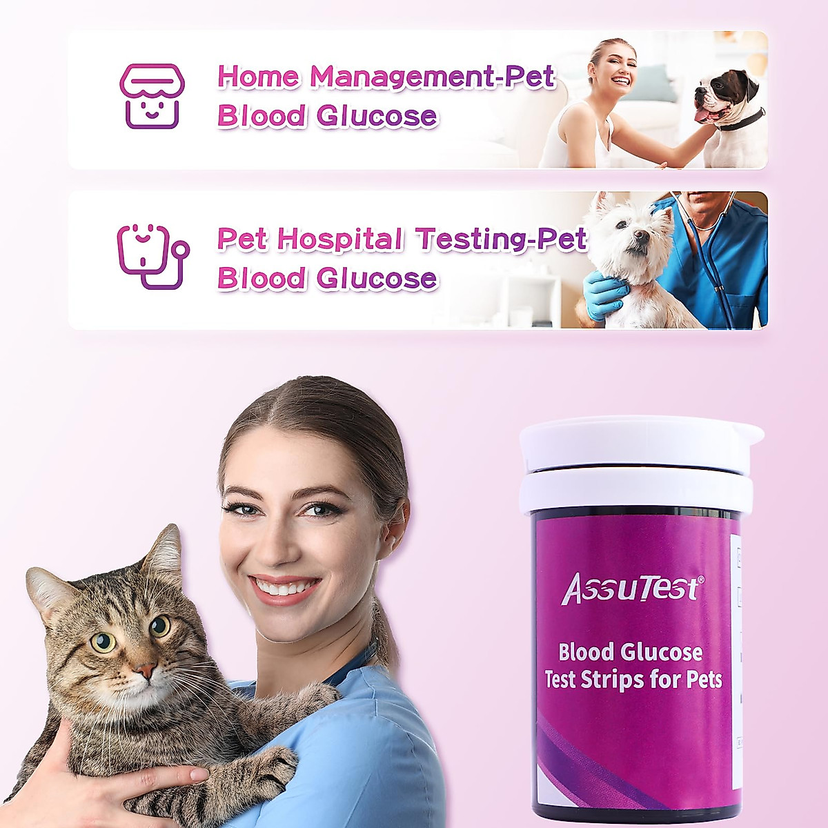 AssuTest® Blood Glucose Pet Health Monitoring Test Strips – Home Veterinary Care for Accurate Measurements – Manage Your Pet's Diabetes in an Affordable and Convenient Way - 25 Pcs/Box with 25 Lancets