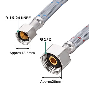 PARLOS 24 Inch Faucet Water Supply Lines cUPC CERTIFIED with 9/16-24 UNEF threads Brass Connector, 2103001