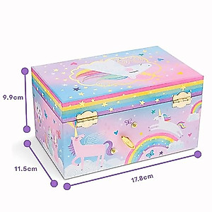 Jewelkeeper Girl's Musical Jewelry Storage Box with Pullout Drawer, Cotton Candy Unicorn Design, The Beautiful Dreamer Tune