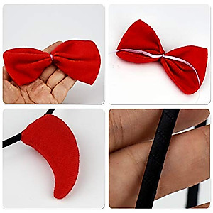 Jmkcoz Halloween Devil Costume Set Devil Horn Headband Red Devil Tail Bowtie Devil Red Pitchfork Demon Cosplay Hair Hoop Accessories for Carnival Themed Party Prop Costume Decoration