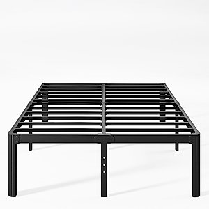 Nordicbed 16 Inch High Platform Queen Bed Frame No Box Spring Needed, Metal Bed Frame Queen Size, Noise Free, Easy Assembly, Heavy Duty, Black