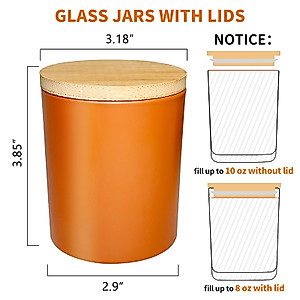 SUPMIND 12 Pack Glass Candle Jars-10oz Fall Empty Candle Jars with Bamboo Lids and Sticky Labels, Bulk Candle Jars for Making Candles Containers - Dishwasher Safe