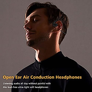 Minyaya Open Ear Headphones, Without Vibration Sense Bone Conduction Headphones, Wireless Bluetooth Sports Headset, Water Resistant Stereo Sounds Running Headphones, for Hiking, Cycling, Gym, Outdoor