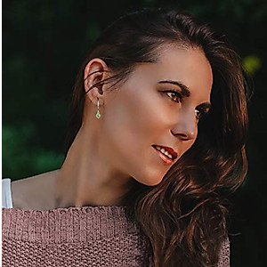 Sterling Silver Natural Green Jade Dangle Earrings