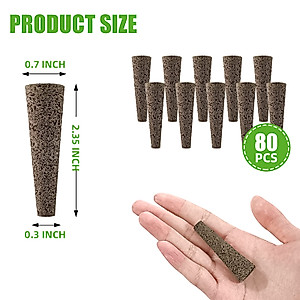 POUYRBA Grow Sponges, 80pcs Brown Peat Soil Hydroponic Sponges Rock Wool for Hydroponic Growing Hydroponic Pods for Breeding Seeds