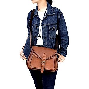 Ruzioon Leather Crossbody Purse Women Shoulder Bag Satchel Ladies Travel Purse Genuine Leather