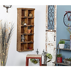 Deco 79 Wood 8 Cubbies Wall Shelf, 18" x 7" x 42", Brown