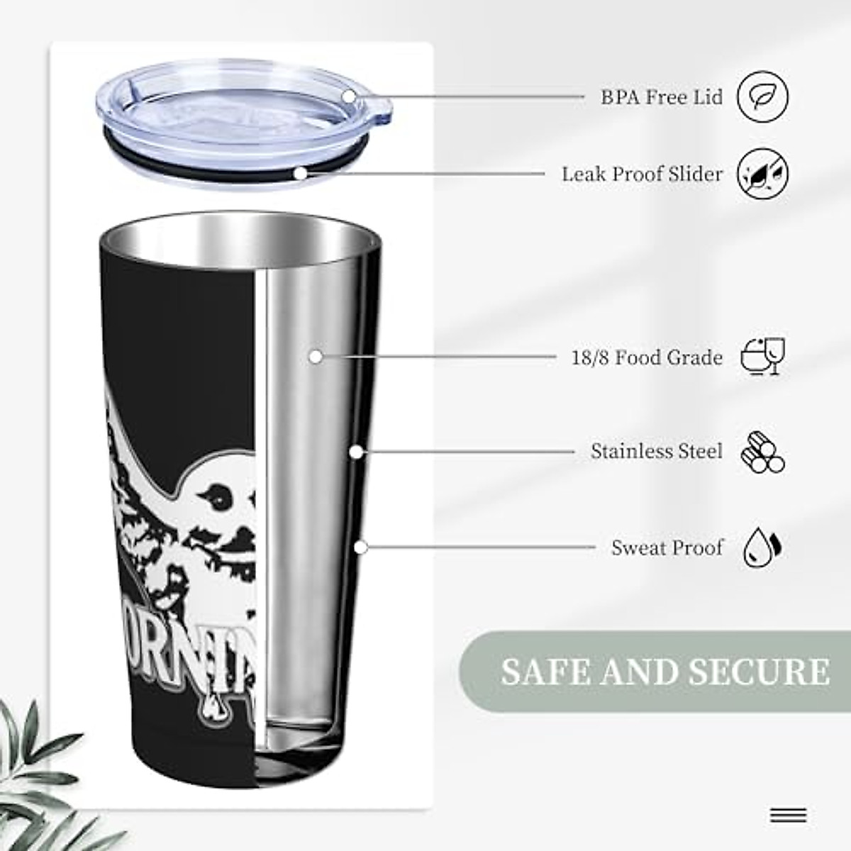 LAZHANG My Morning Rock Jacket Music Stainless Steel Insulated Car Sippy Cup With Lid Travel Mug for Cold Hot 20 oz