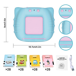 Talking Flash Cards Educational Toys - Talking Flashcards Learning Toys for Toddlers - Montessori Toys Flash Cards for Age 2 3 4 5 6 - Blue