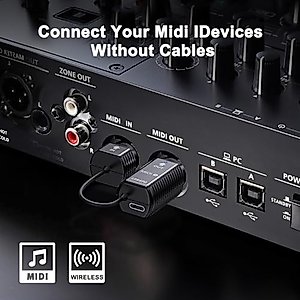 LEKATO Wireless MIDI Adapter, Bluetooth Midi Adapter with USB, Ultra Low Latency, 5 Pin MIDI Adapter Wireless for Synthesizer, MIDI Keyboard to Mac OS/iOS/Windows