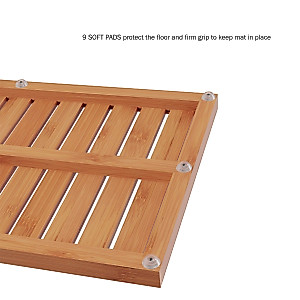 Lavish Home Bamboo Bath Mat-Eco-Friendly Natural Wooden Non-Slip Slatted Design Mat for Indoor and Outdoor Bathtub, Shower, Sauna, Pool, or Hot Tub