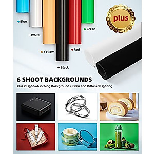 SAMTIAN Upgrade 8 Backdrops Light Box, 12" Shooting Tent with 120 LED Lights Photo Studio Light Box Photography with Reflection Board & Diffuser for Small Size Product Photography