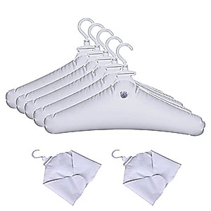 FJX Clothes Hangers Creative Bag Inflatable Clothes Rack, Foldable Clothes Rack, Seamless Rotatable Clothes Storage Rack 5PCS Hanger Space Saver (Color : 5pcs White)