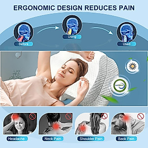Iouyk Neck Pillows for Pain Relief Sleeping, Contoured Memory Foam Pillows, Ergonomic Orthopedic Neck Support Pillow for Side, Back and Stomach Sleepers with Breathable Washable Cover