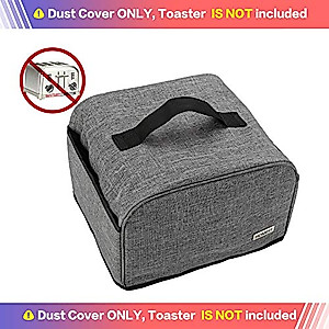 HOMEST Toaster Dust Cover with Pockets Compatible with Cuisinart 4 Slice Toaster, Can Hold Jam Spreader Knife & Toaster Tongs, Dust and Fingerprint Protection, Grey(Cover only)