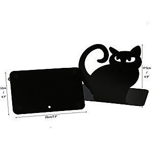 Cute Vivid Lovely Persian Cat Book Organizer Metal Bookends for Kids School Library Desk Study Home Office Decoration Gift (Black)