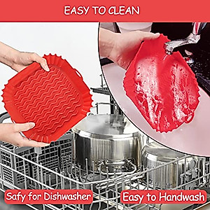 yallcaty 2 Pack Air Fryer Silicone Liners,8 Inch Silicone Air Fryer Liner Pot Square Large for 4qt-6qt,Food Grade Reusable Liners of Air Fryer Basket for Ninja Cosori Instant Baking Accessories