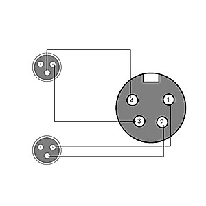 Youkamoo 4 Pin XLR to Dual 3 Pin XLR Female Silver Plated Audio Headphone Adapter Cable 1 FT 0.3M