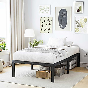 Uliesc Twin Size Bed Frame, 14 Inch High Sleek and Durable Metal Bed Frame, No Box Spring Needed Platform, Heavy Duty Steel Slats with 2000 lbs Support, Easy Assembly, Noise-Free—Matte Black