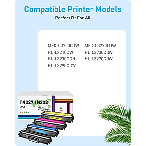 MasaiMara Compatible Toner Cartridge Replacement for Brother TN227 TN-227 TN227BK TN227C TN227M TN227Y High Yield Compatible with HL-L3290CDW HL-L3210CW MFC-L3750CDW MFC-L3710CW Printer (4 Pack)