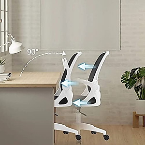 FelixKing Office Chair, Ergonomic Mesh Desk Chair with Adjustable Height, Swivel Computer Rolling Task Chair with Lumbar Support and Flip-up Arms, Conference Room White