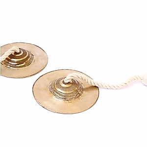 De Kulture Works Bronze Kansa Jhanjh Percussion Indian Musical Instrument Hand Made Cymbal Pair (Gold) 5 Inche Diameter