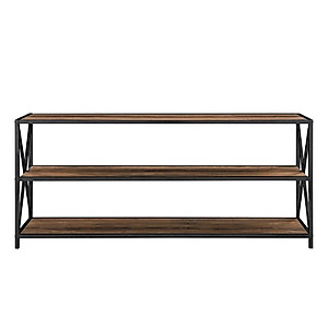 Walker Edison 2 Shelf Industrial Wood Metal Bookcase Tall Bookshelf Storage Home Office, 60 Inch, Rustic Oak