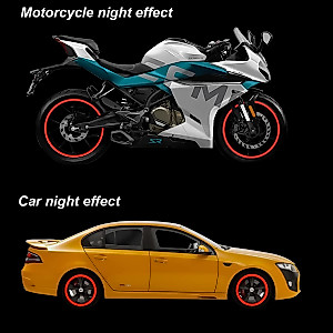 16PCS 17''-19'' Reflective Wheel Rim Stripe Decal, Car Wheel Rim Tapes Decoration Stickers, Waterproof Night Safety Decals Automotive Accessories Universal for Motorcycle, Car, Bicycle (Red)