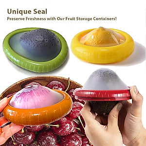 Iosjeude Set of 4 Reusable Storage Containers Avocado Saver Onion Keeper Tomato Holder Fruit Saver Fruit Organizer Soft Shell Food Container for Fridge Keep Fresh